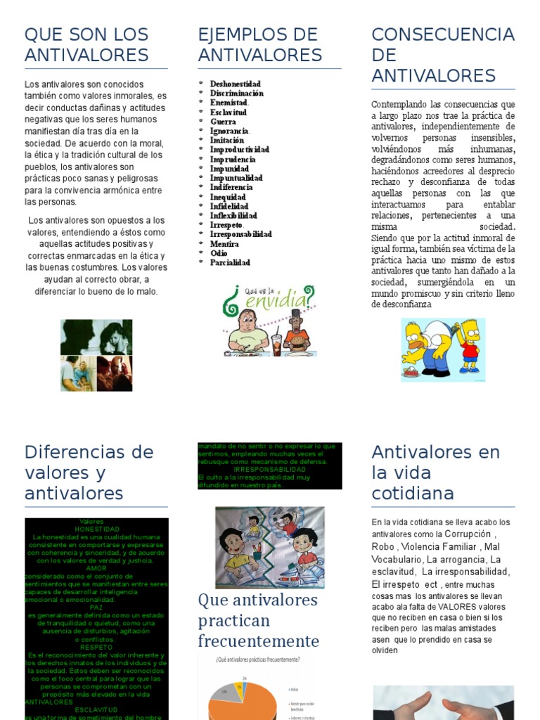 Que Son Los Antivalores | Moralidad | Conceptos psicológicos