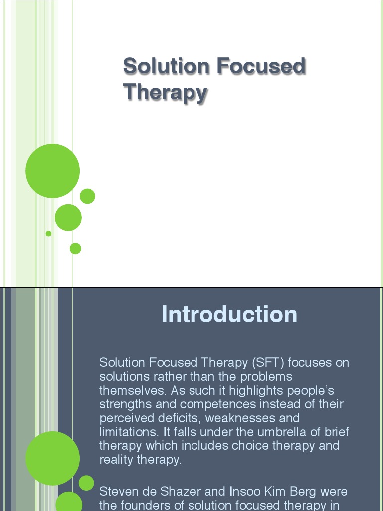 Overview of Solution Focused Therapy | PDF | Solution Focused Brief ...