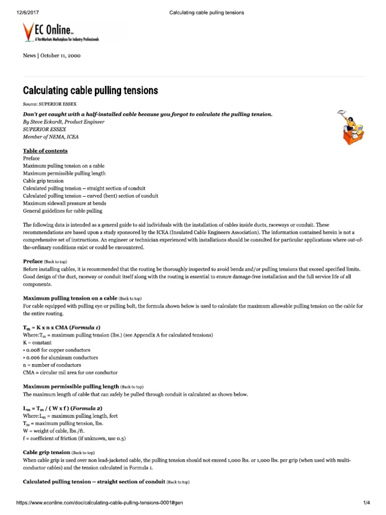 Calculating Cable Pulling Tensions | PDF