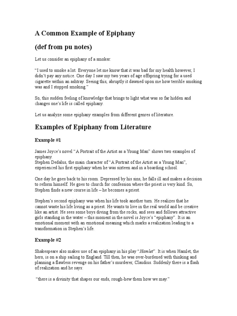 A Common Example of Epiphany | PDF | A Portrait Of The Artist As A ...