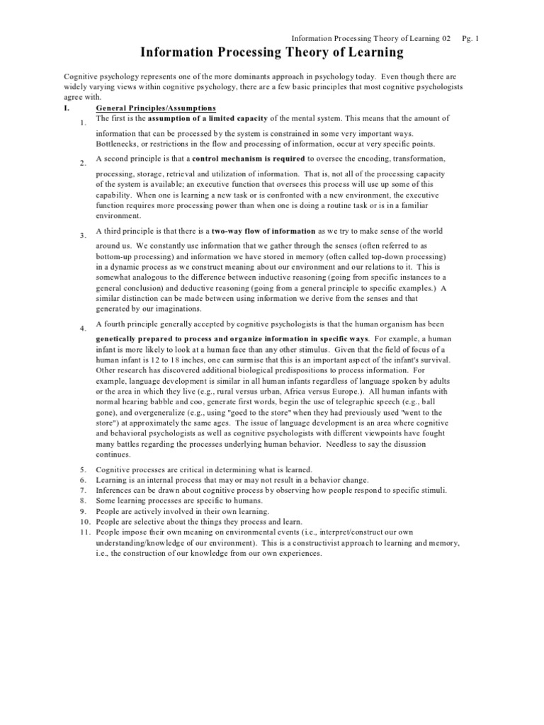 008 Information Processing Theory of Learning 02 PDF | PDF | Working Memory | Recall (Memory)