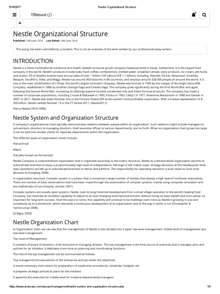 Nestle Organizational Structure | PDF | Nestlé | Logistics