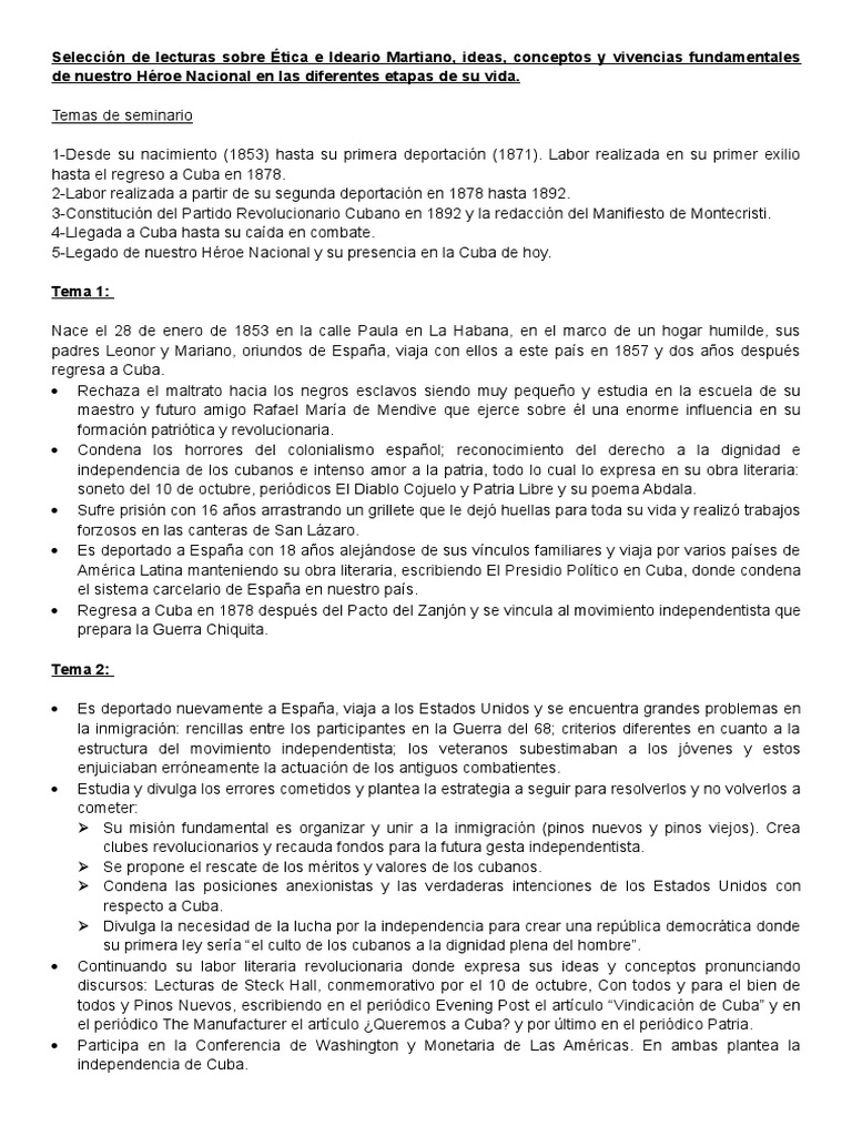 Vigencia del Ideario Martiano Actual | PDF | Cuba | America latina