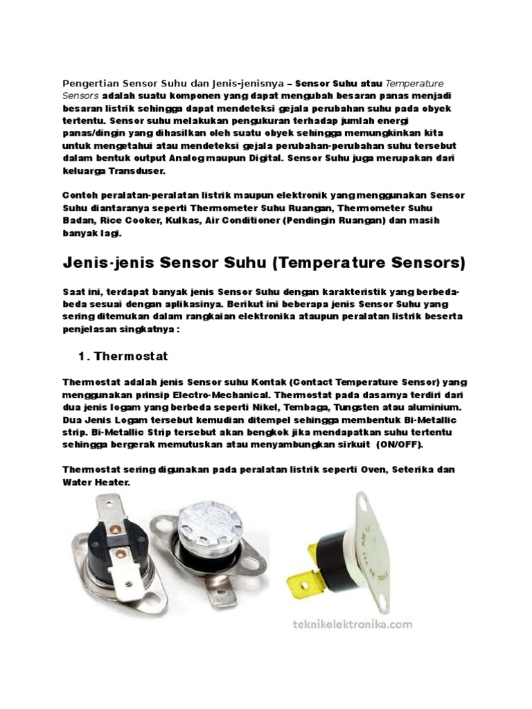 Jenis dan Fungsi Sensor Suhu | PDF