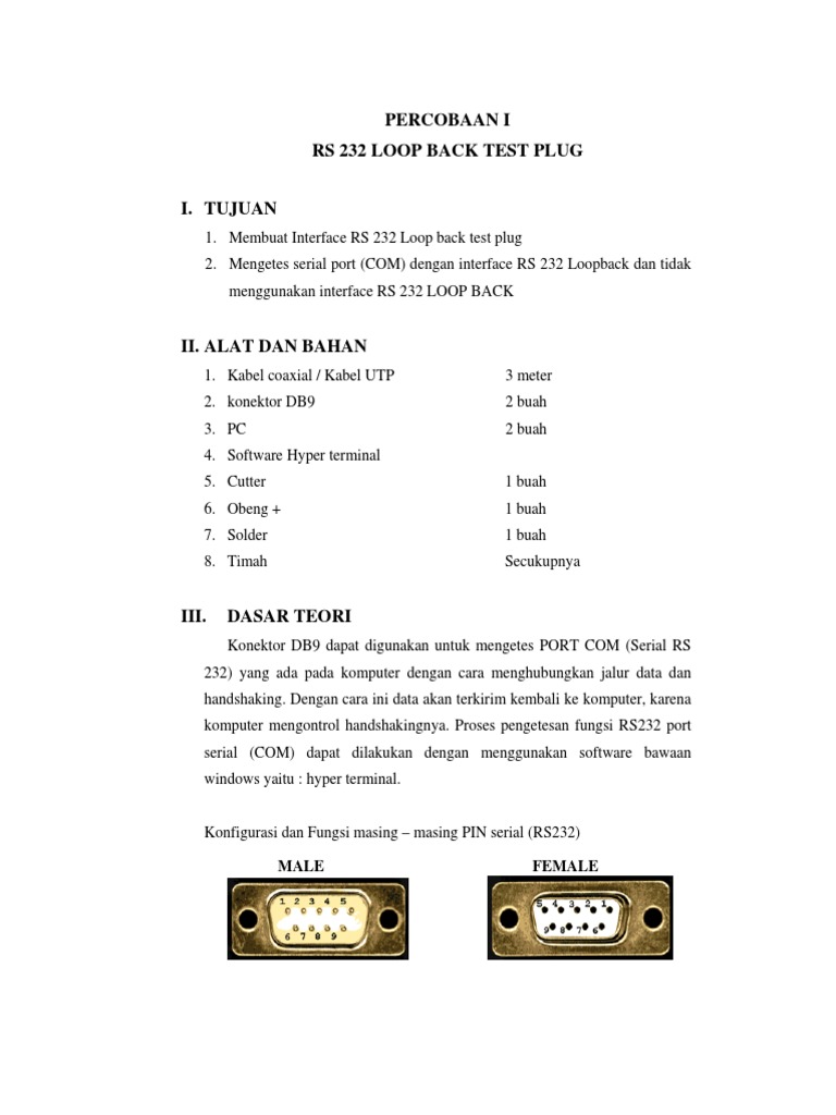 RS232 Loopback Test: Efektivitas dan Prosedur | PDF