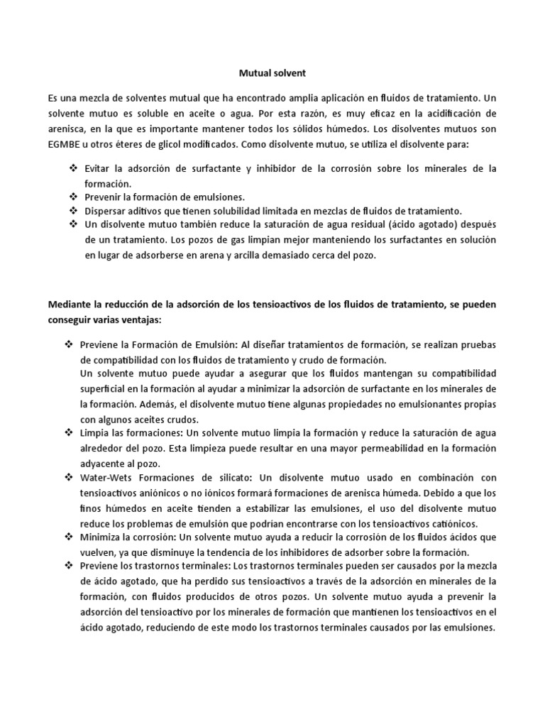 Mutual Solvent | PDF | Tensioactivo | Solvente