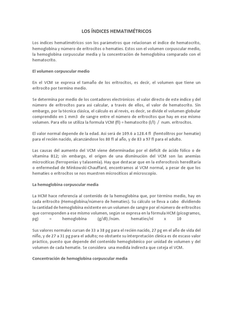 Constantes Corpusculares | PDF | Glóbulo rojo | Anemia