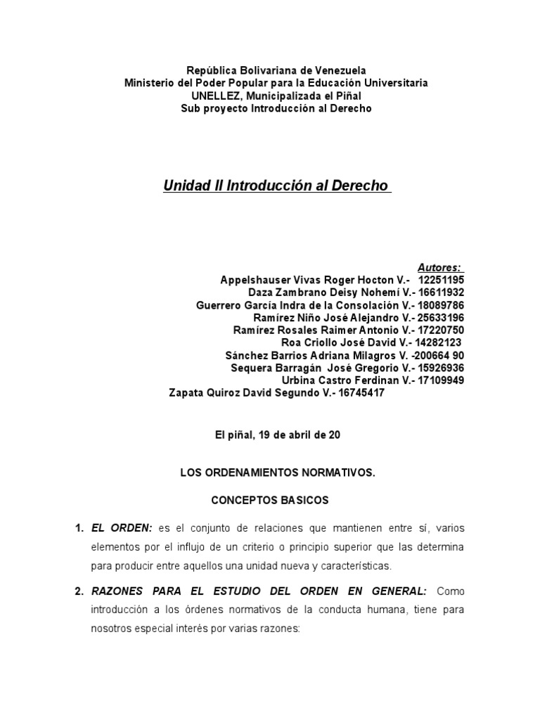 Unidad II Introduccion Al Derecho Corregida | PDF | Norma (social) | Moralidad