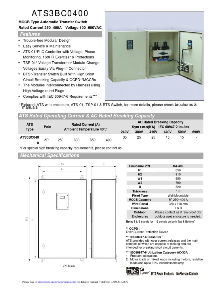 ATS400 | PDF | Switch | Electrical Connector