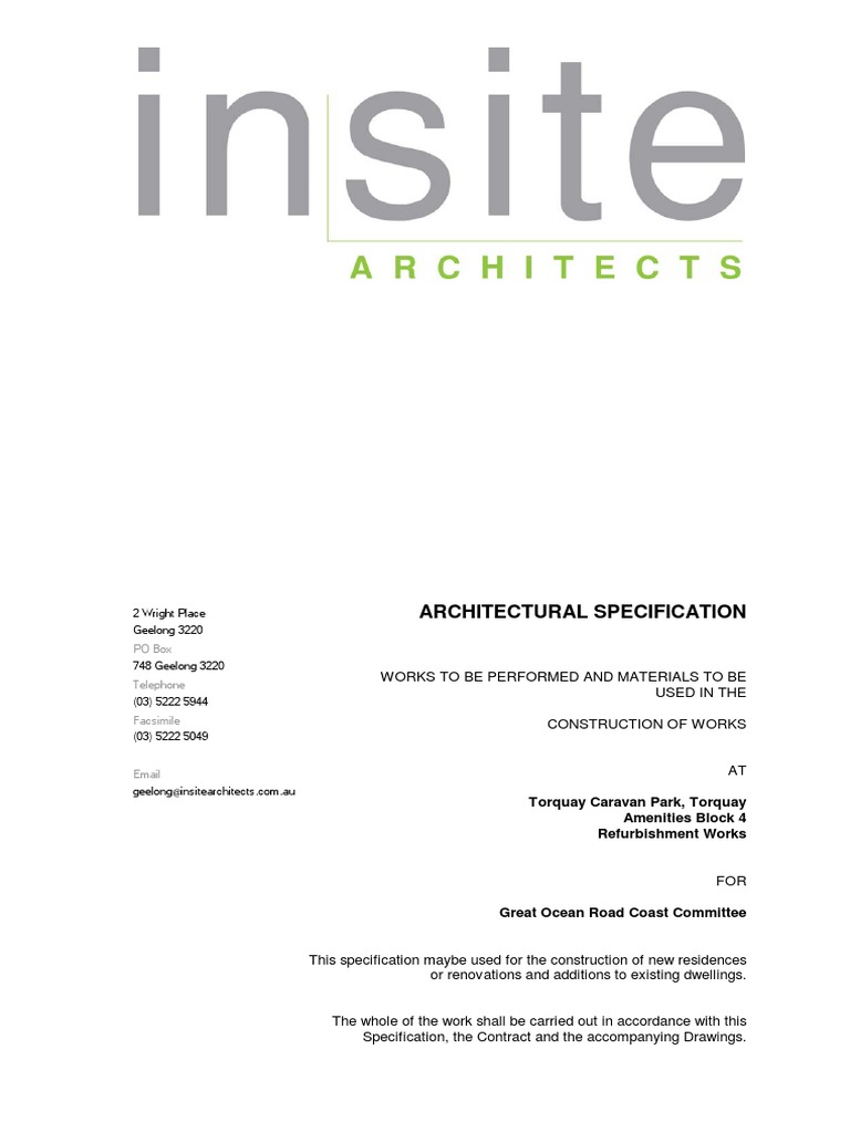 3 - Architectural Specification | PDF | Masonry | Framing (Construction)