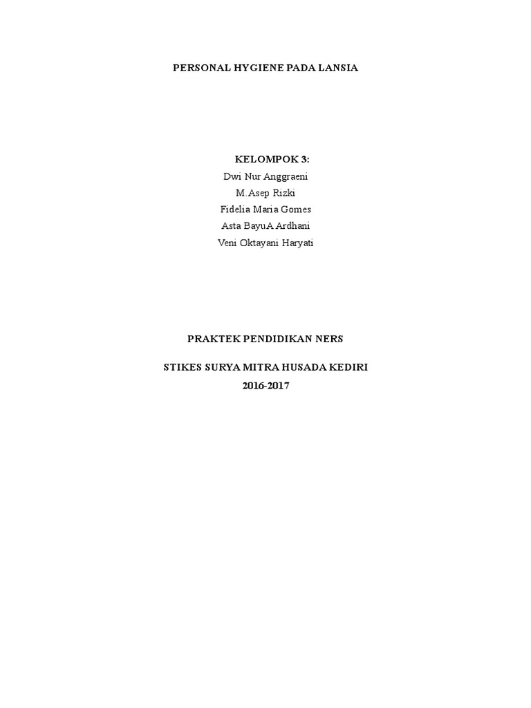 Personal Hygiene Pada Lansia | PDF