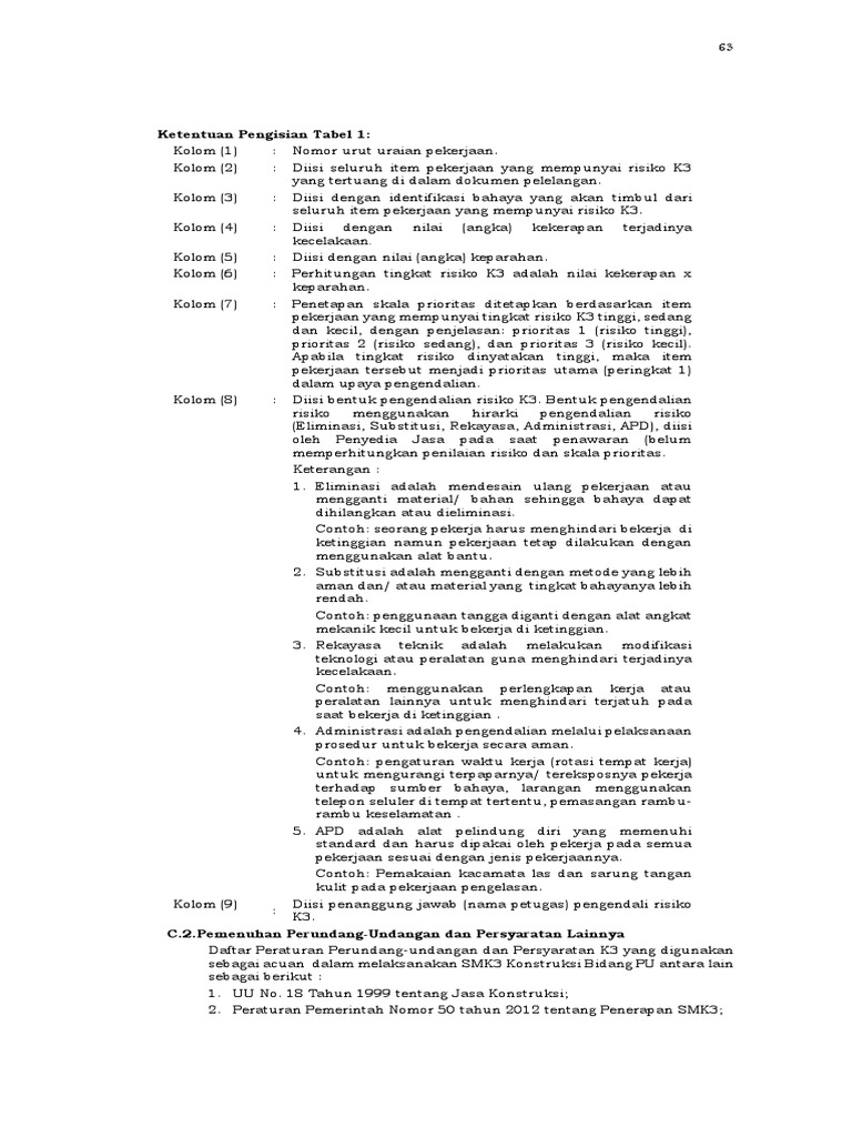 Panduan Pengisian Tabel Risiko K3 | PDF