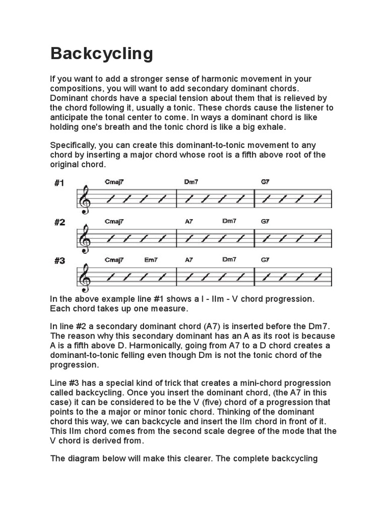 Backcycling Music Theory | PDF | Chord (Music) | Musical Techniques