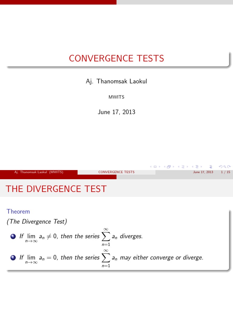 Convergence Tests PDF | PDF | Functions And Mappings | Real Analysis