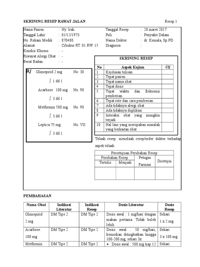 Skrining Resep Rawat Jalan | PDF