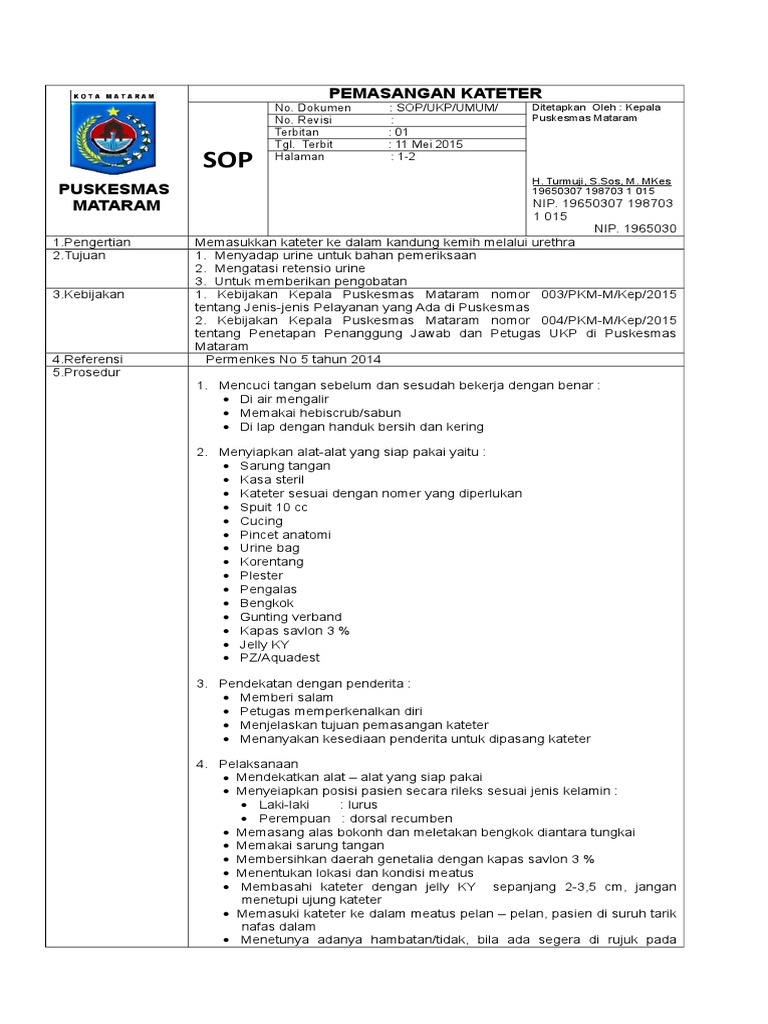 4 SOP Pemasangan Kateter | PDF