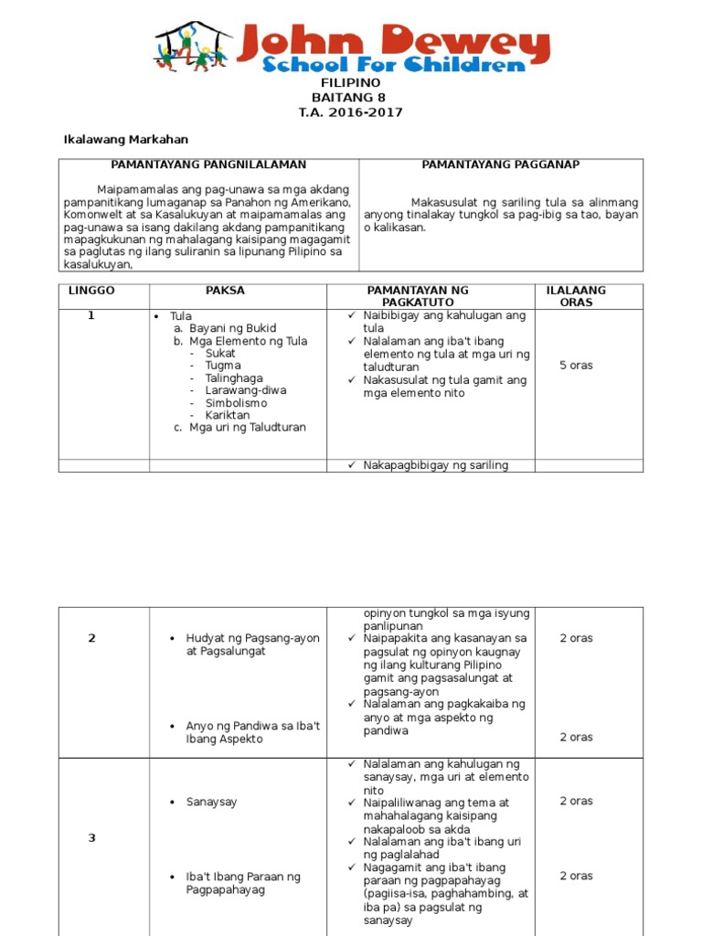 S&B Grade 8 Filipino 2nd Quarter | PDF