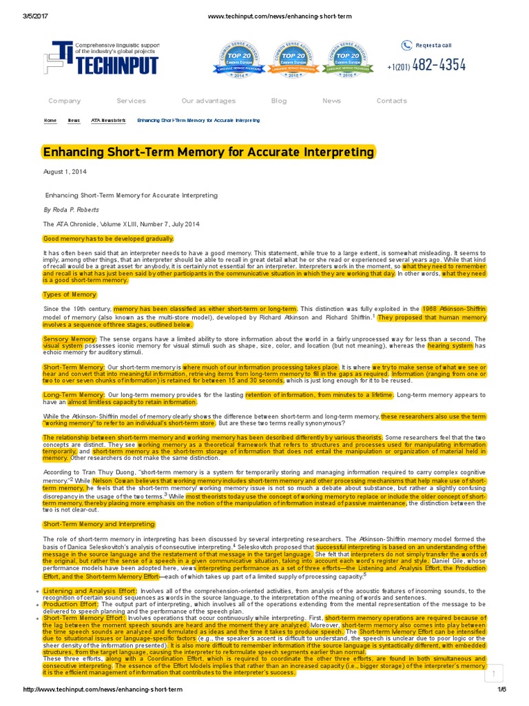 Enhancing Short Term Memory | PDF | Memory | Working Memory