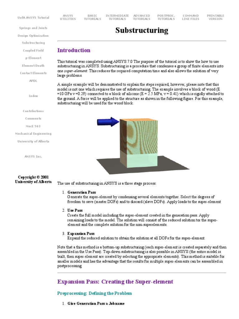 ANSYS Tutorials - Substructuring | PDF | Graphical User Interfaces | Young's Modulus