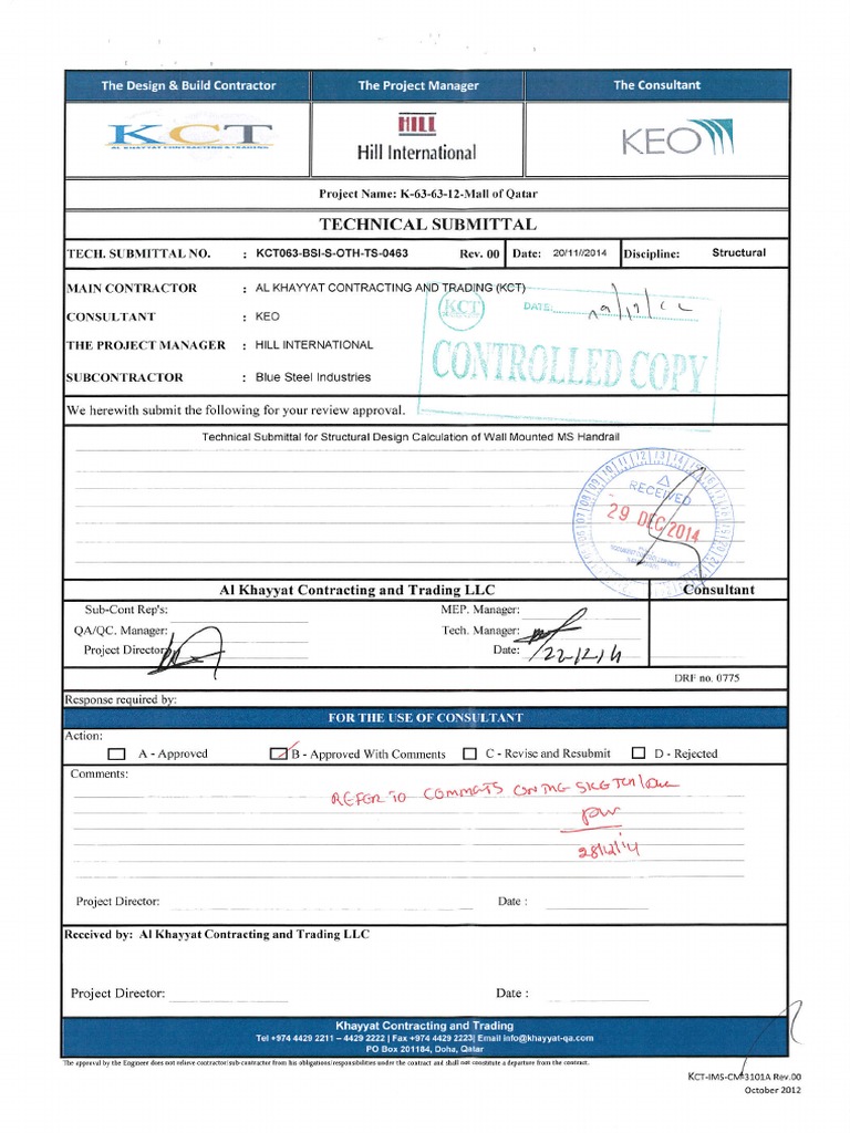Design Calculation For Wall Mount Handrail | PDF