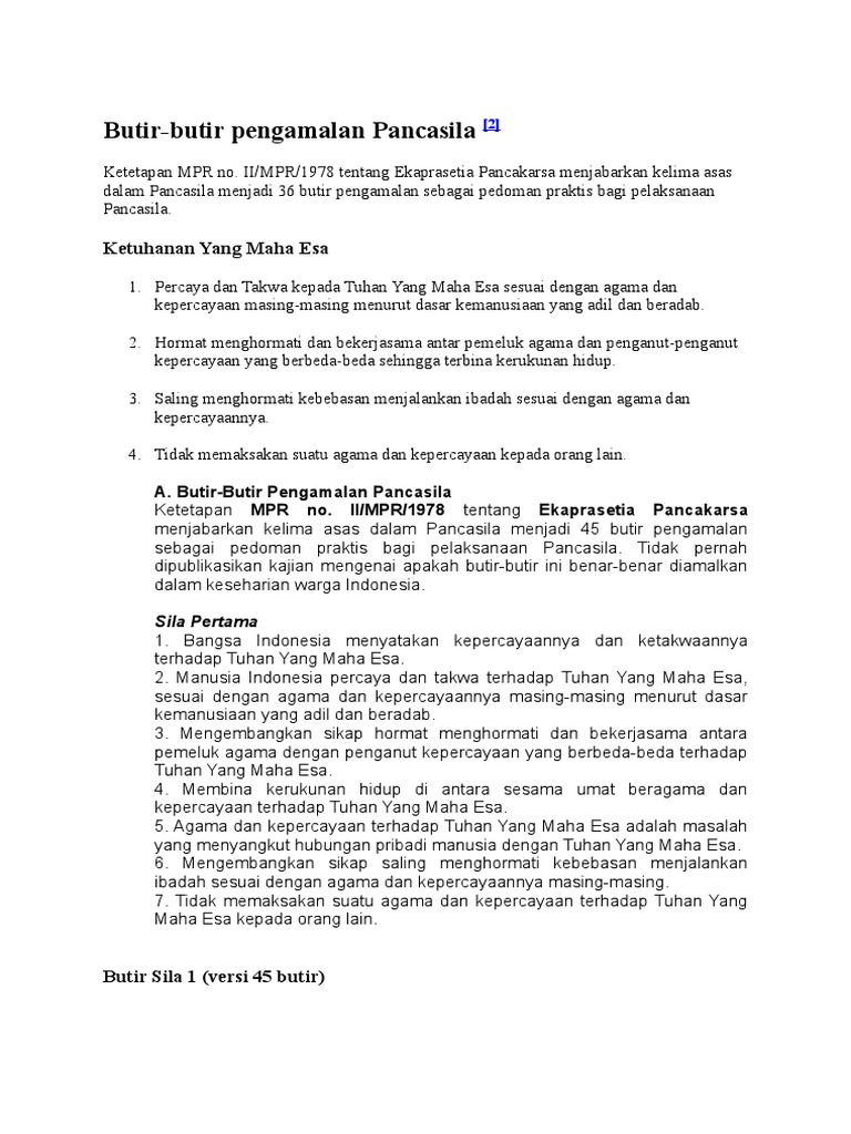 Butir Butir Pancasila | PDF