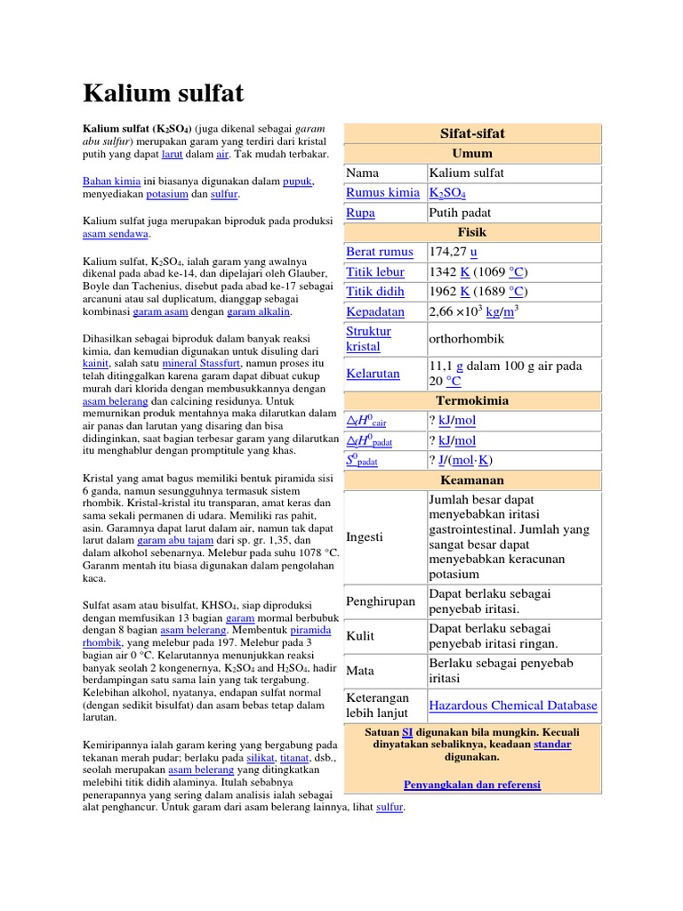 MSDS Kalium Sulfat | PDF