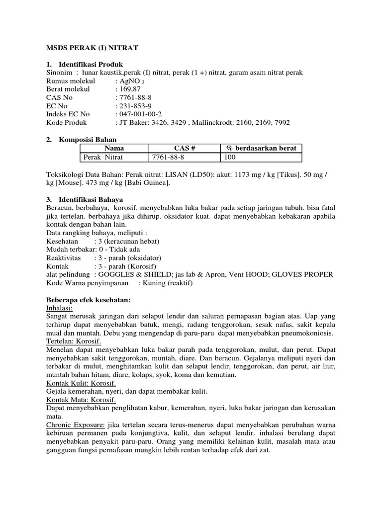 MSDS Perak Nitrat | PDF