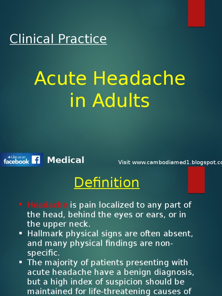 Acute Headache in Adult | PDF