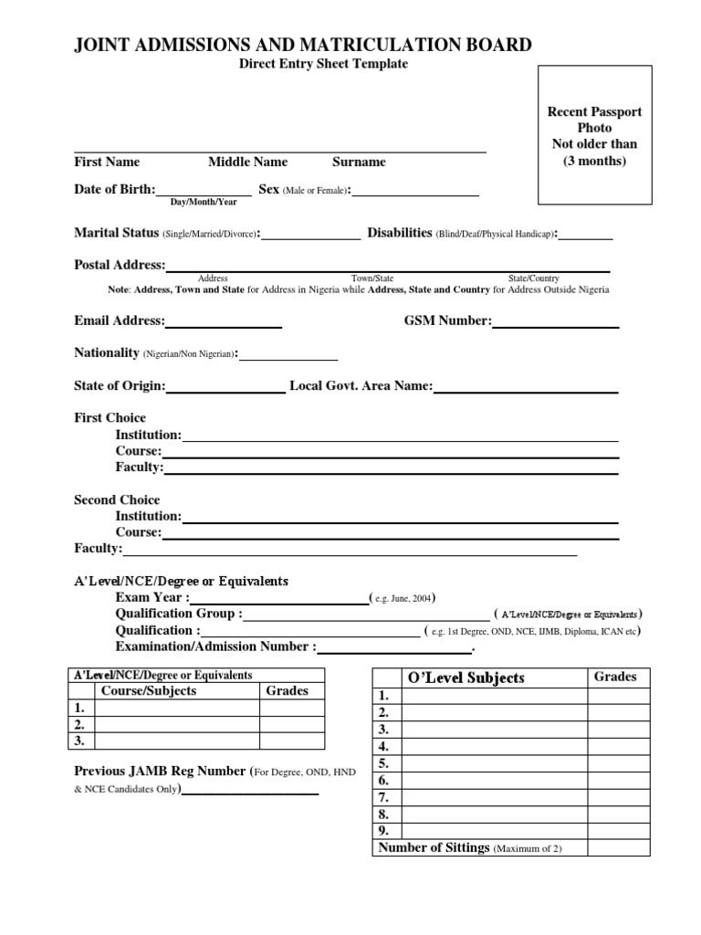 Joint Admissions and Matriculation Board: O'Level Subjects | PDF ...