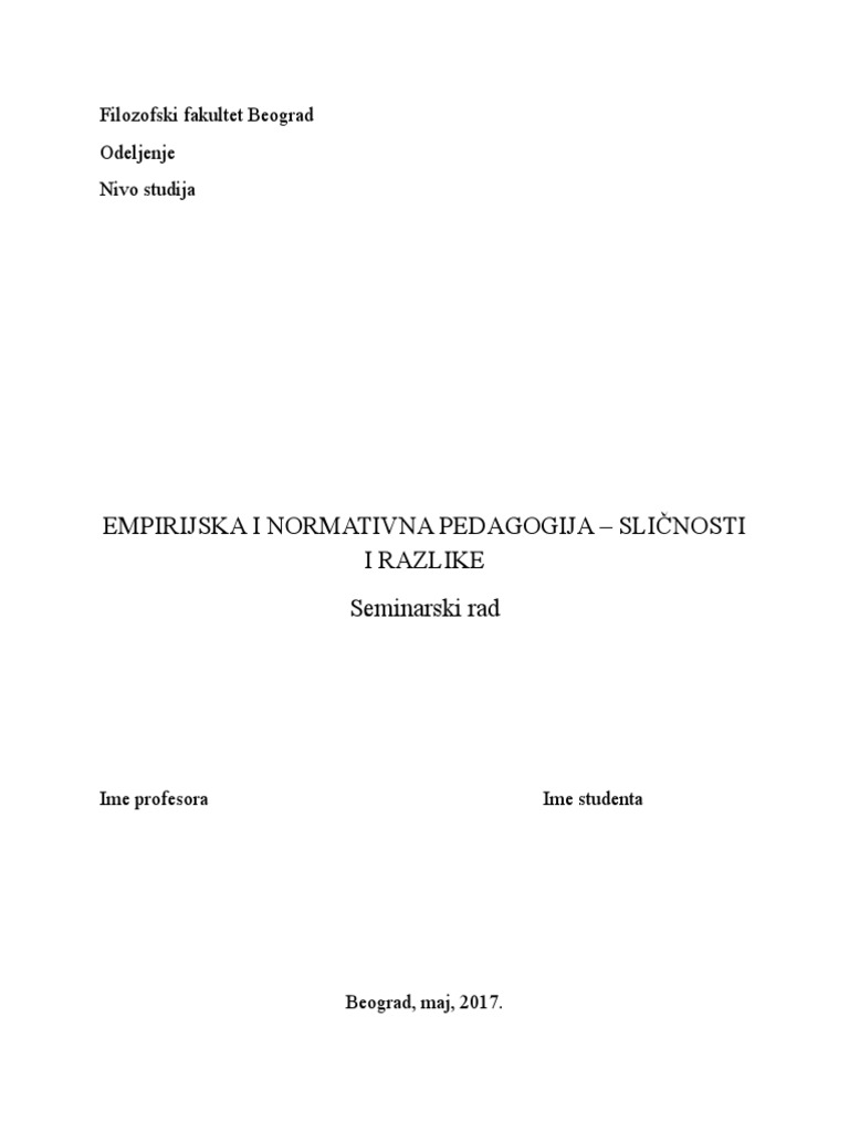 Empirijska I Normativna Pedagogija | PDF