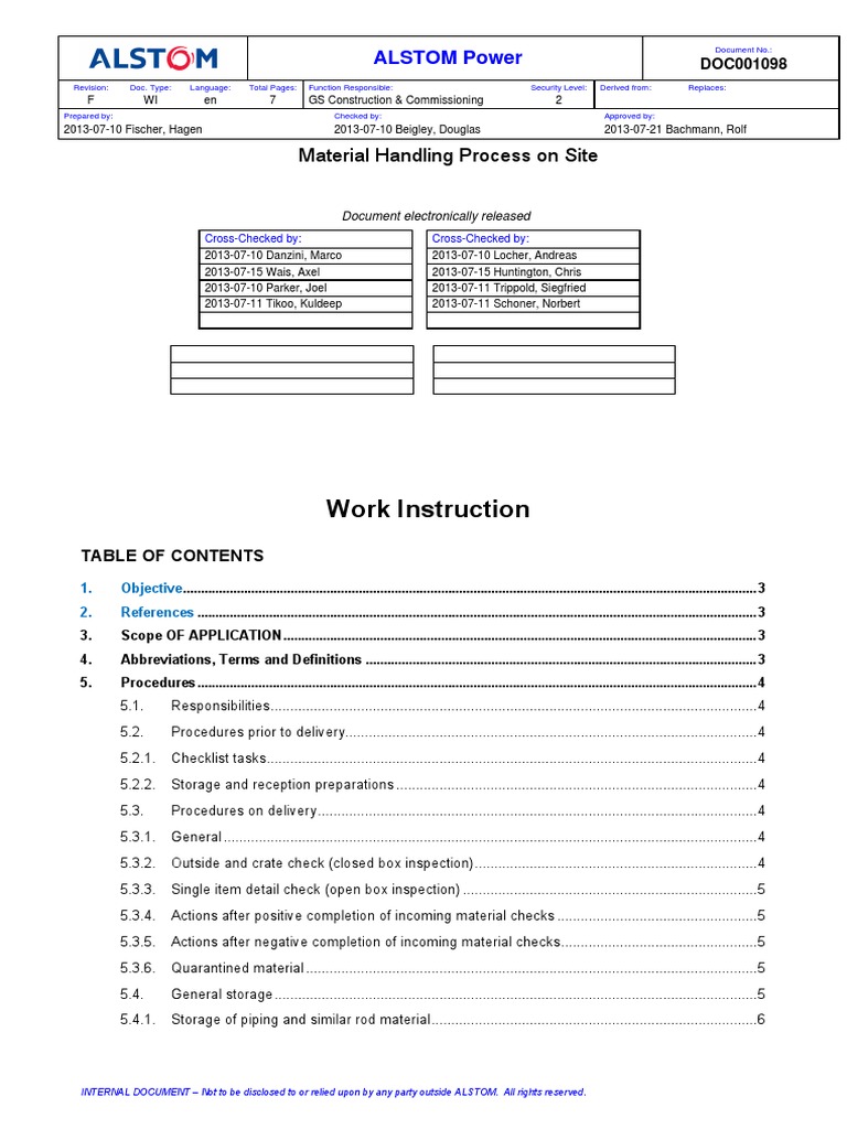 Material Handling Procedures for Site | PDF | Warehouse | Pipe (Fluid ...