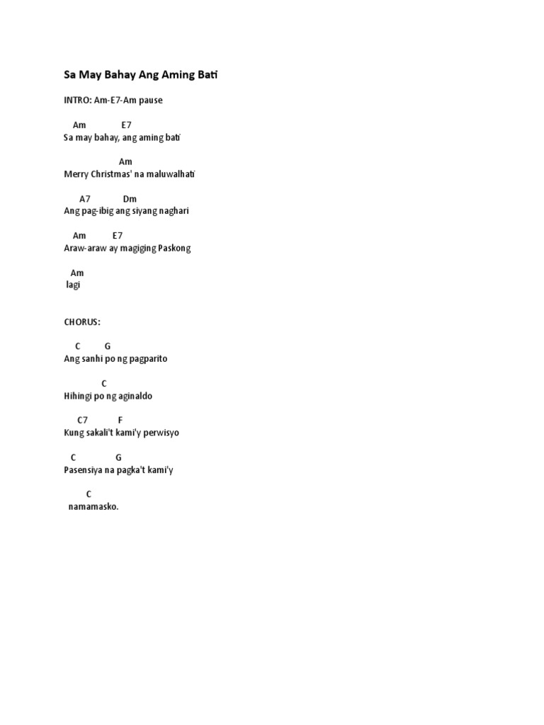 Sa May Bahay Ang Aming Bati CHORDS