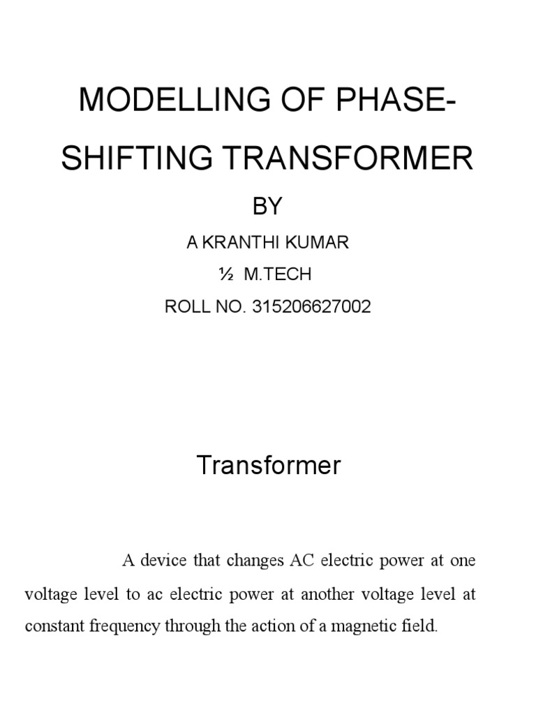 Modelling of Phase Shifting Transformers | PDF