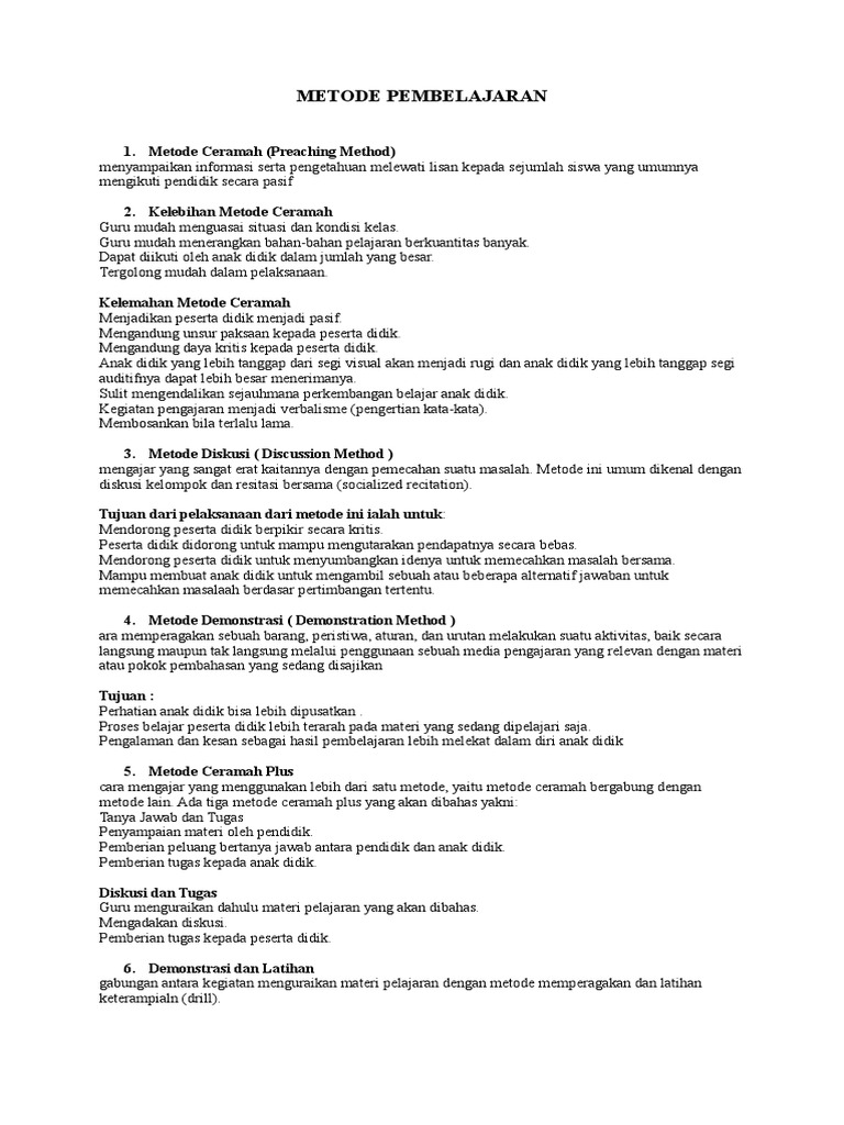 Metode Pembelajaran | PDF