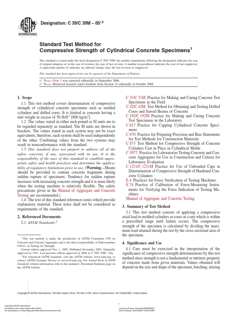 Compression Testing ASTM C 39 PDF | PDF | Sphere | Strength Of Materials