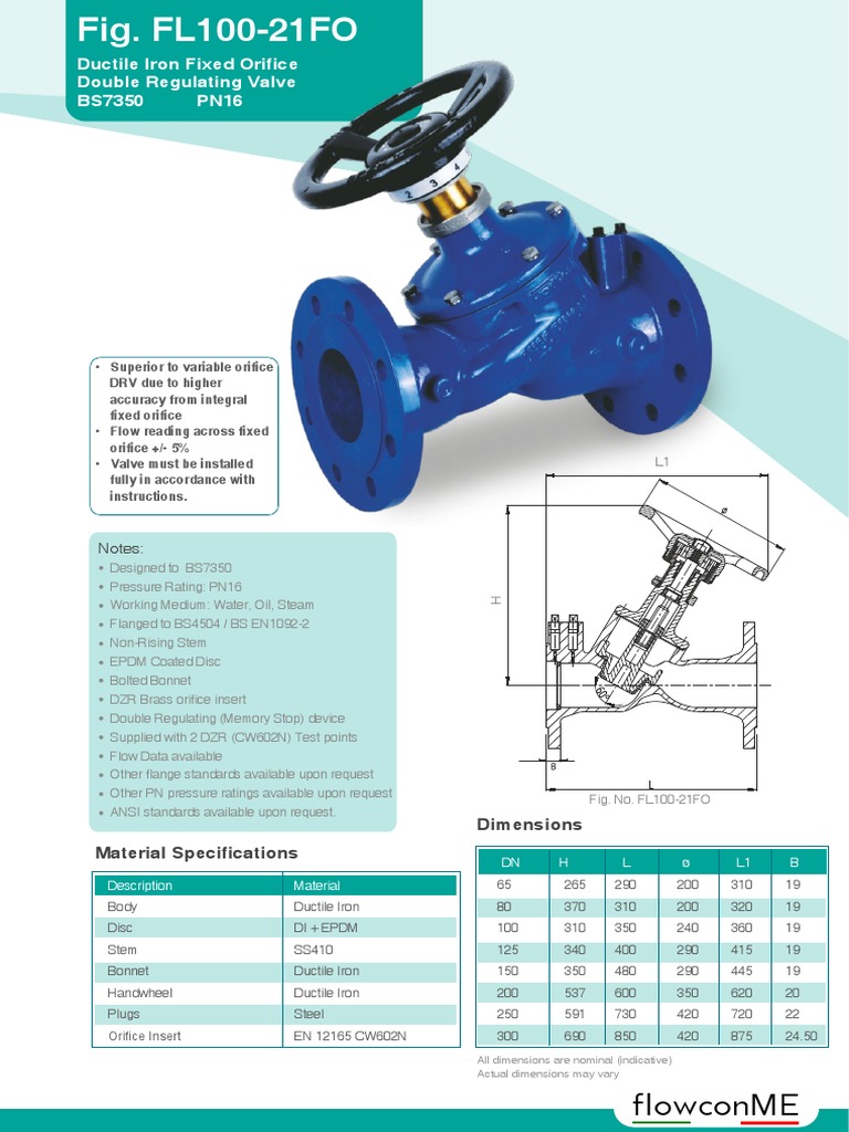 Ductile Iron Fixed Orifice DRV Specifications | PDF