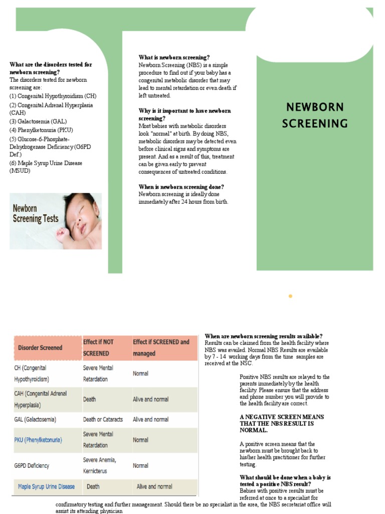Newborn Screening | PDF | Diseases And Disorders | Clinical Medicine