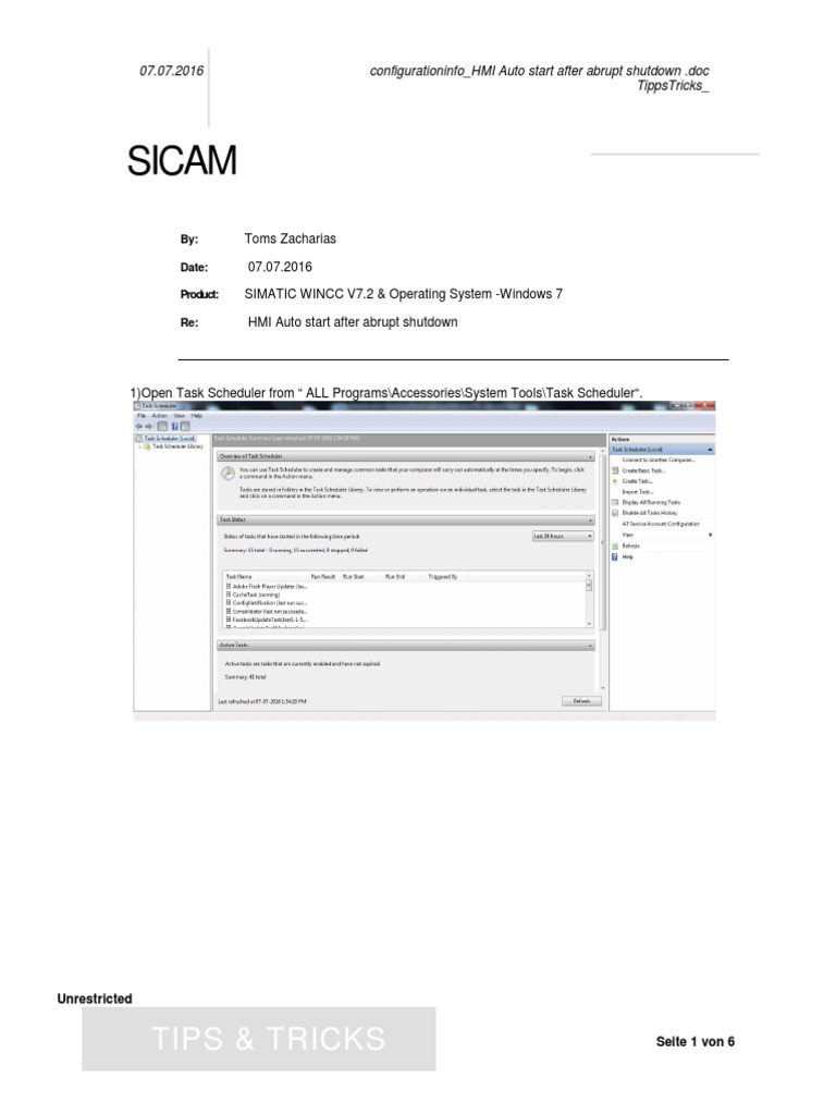Configurationinfo - HMI - Wincc Auto Start After Abrupt Shutdown | PDF ...