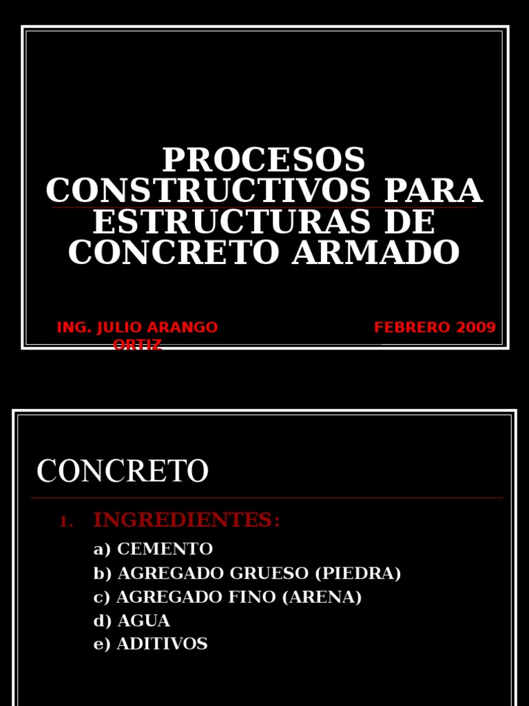 Procesos Constructivos para Estructuras de Concreto Armado - Julio Arango | PDF | Hormigón | Acero