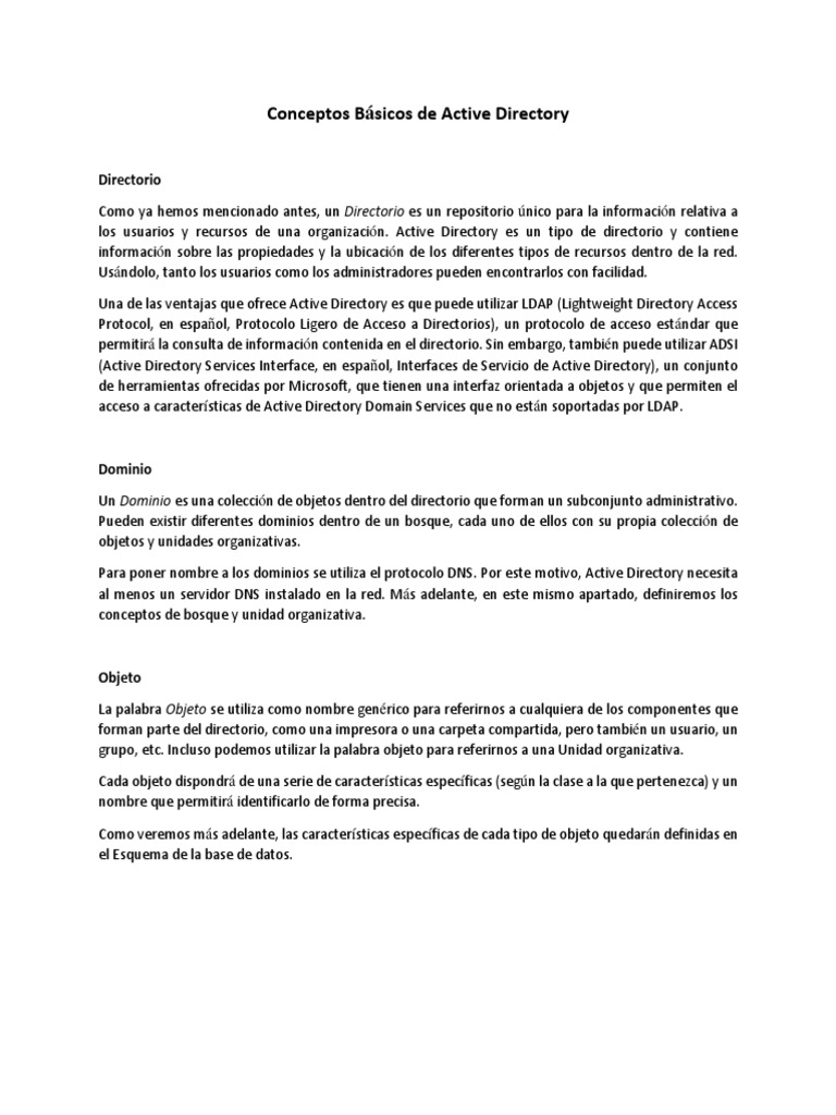 Conceptos Básicos de Active Directory PDF | Descargar gratis PDF ...
