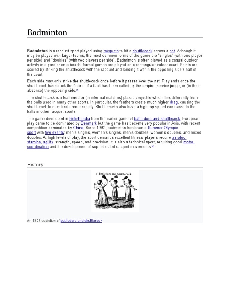 All About Badminton | Download Free PDF | Racquet Sports | Sports