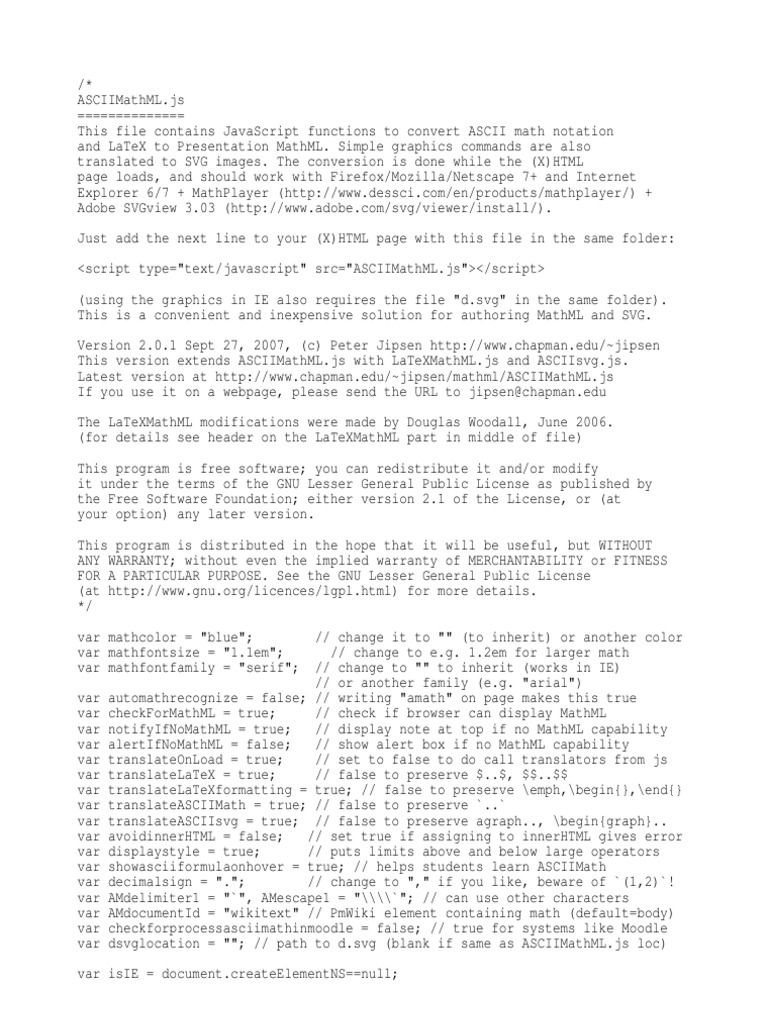 ASCIIMath ML | PDF | Java Script | Computing