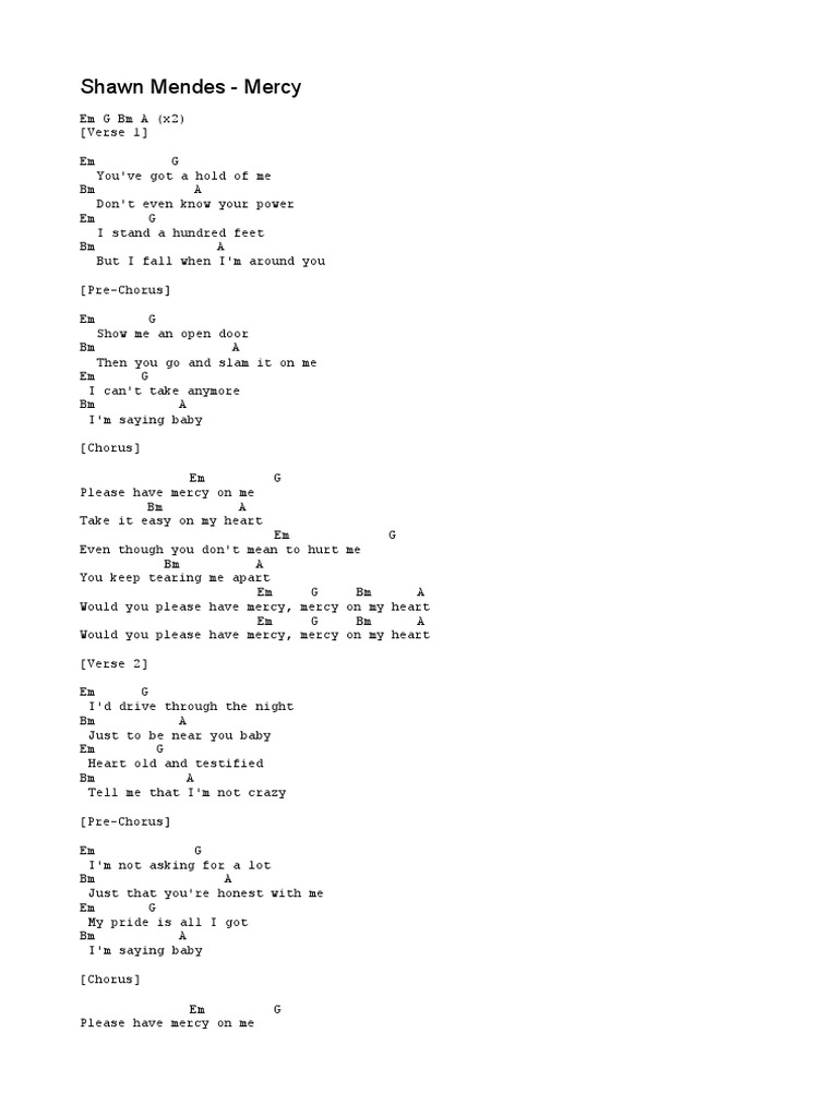 Shawn Mendes - Mercy | PDF | Song Structure | Leisure