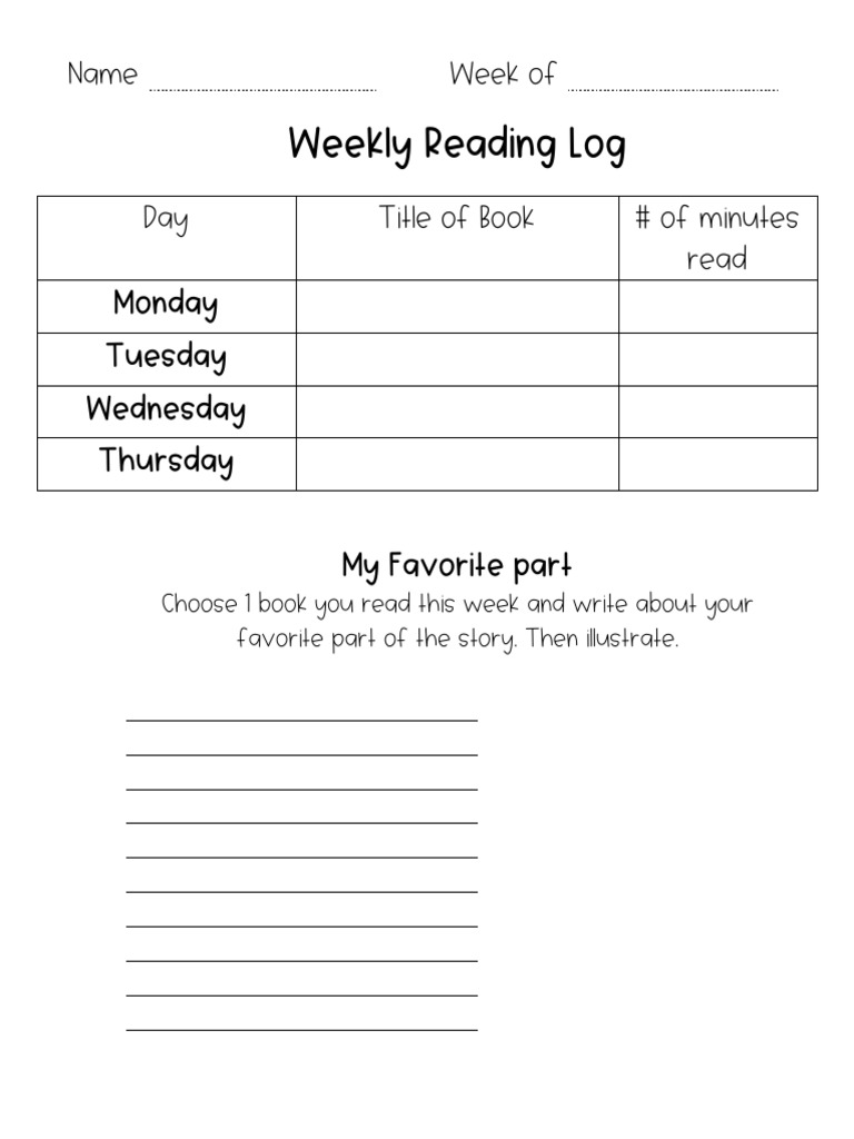 Weekly Reading Log | PDF