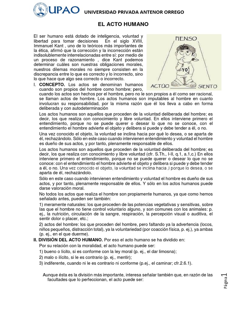 El Acto Humano | PDF | Moralidad | Libertad