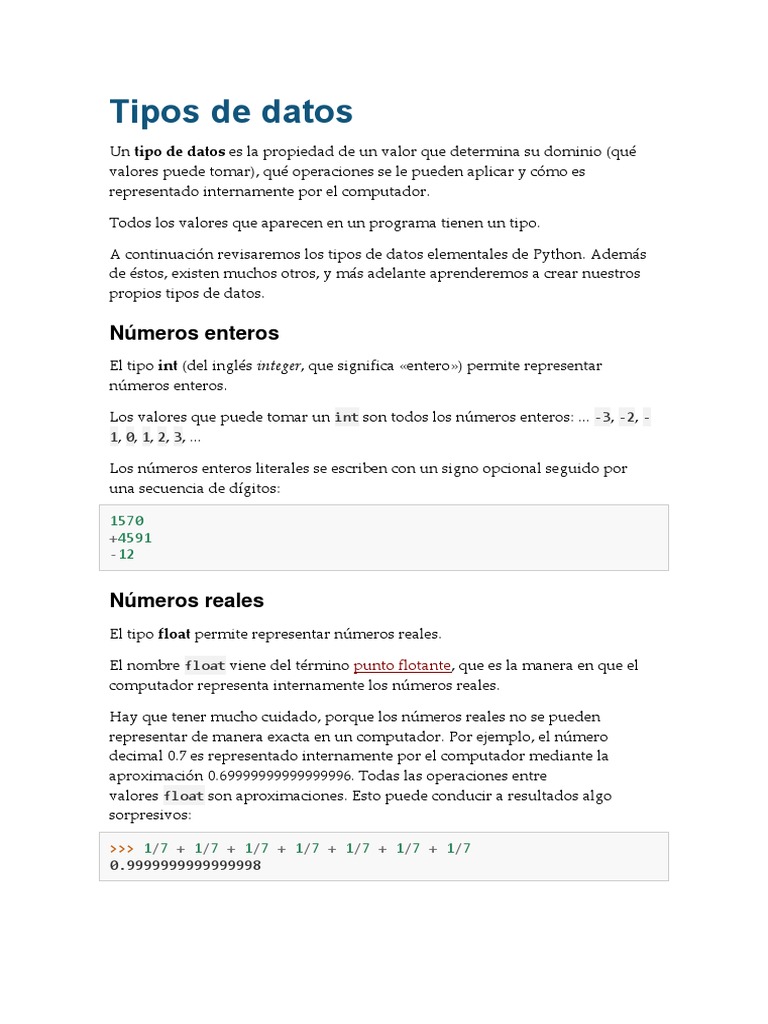Tipos de Datos de Programacion | PDF | Tipo de datos | Número Real