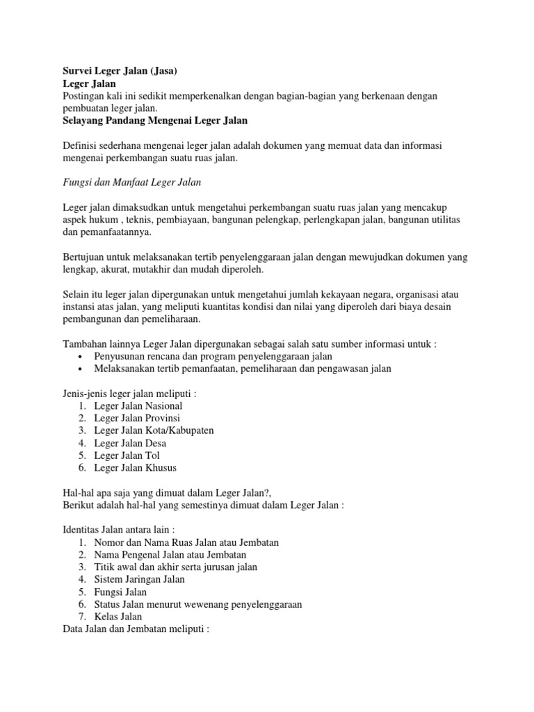 Survei Leger Jalan | PDF