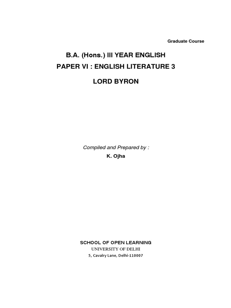 English Lit: Lord Byron Analysis | PDF | Lord Byron | Mary Shelley