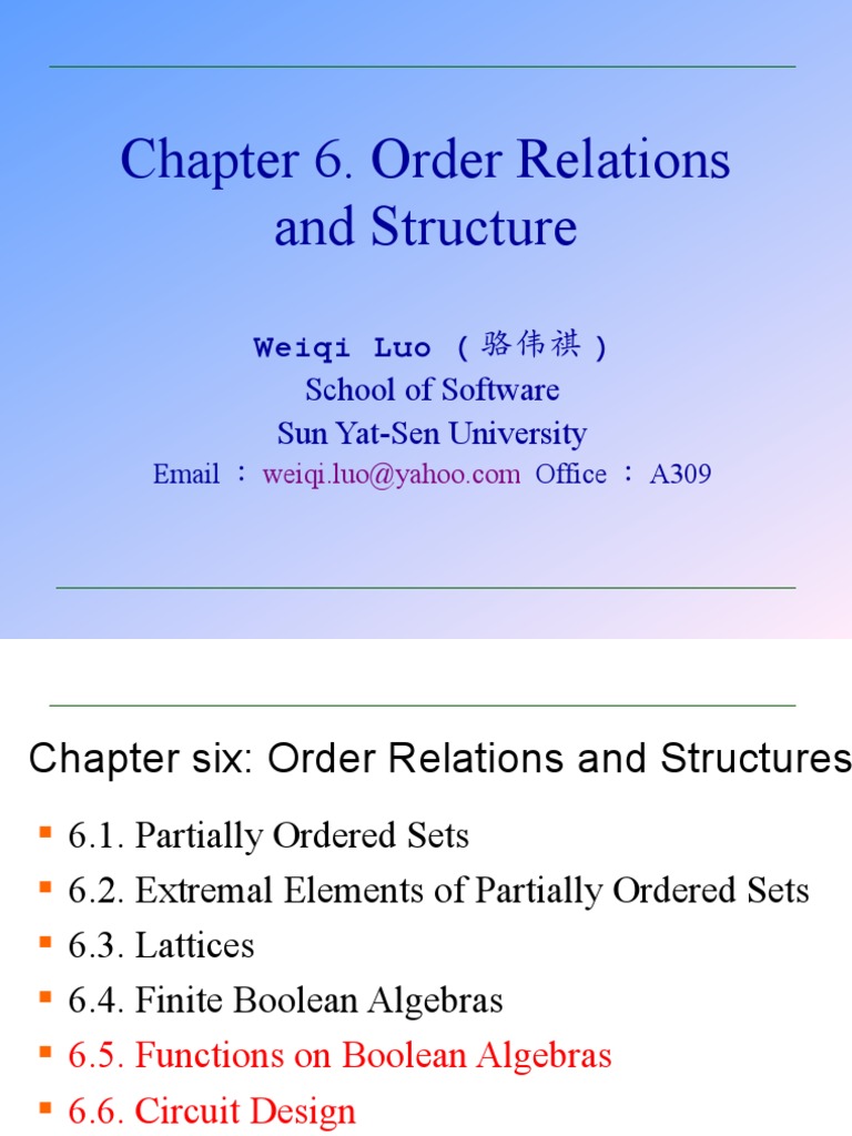 Chap6 Order Relations and Structure | PDF | Boolean Algebra | Teaching ...