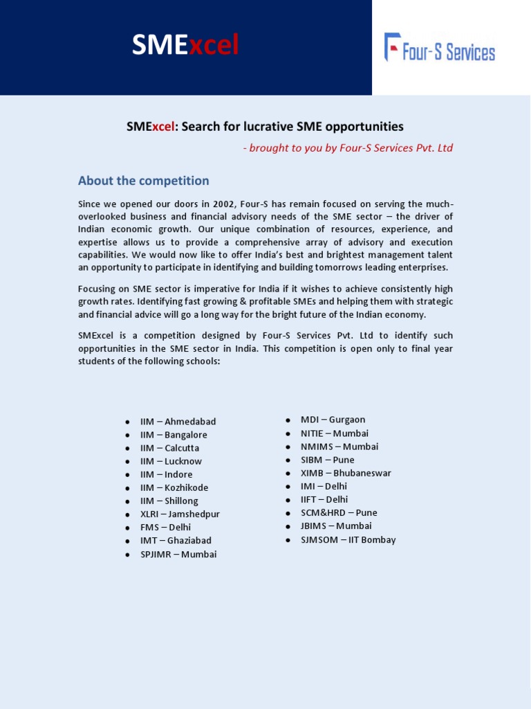 SMExcel: SME Opportunity Competition | PDF | Investment Banking | Small ...